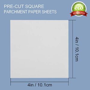 Parchment Paper Squares, 4x4 Inch, Set of 300, Small Hamburger Patty Paper/Nonstick Precut Square Baking Parchment for Separating Small Burger Patty, Cookies & Other Foods, or Baking & Candy Wrapper