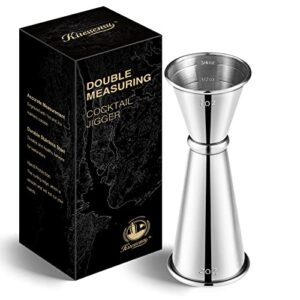 kitessensu jigger for bartending, japanese jigger 2 oz 1 oz with measurements inside, 18/8 stainless steel cocktail jiggers