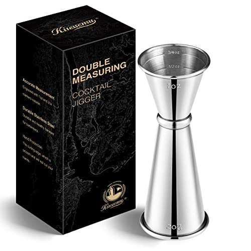 KITESSENSU Jigger for Bartending, Japanese Jigger 2 oz 1 oz with Measurements Inside, 18/8 Stainless Steel Cocktail Jiggers