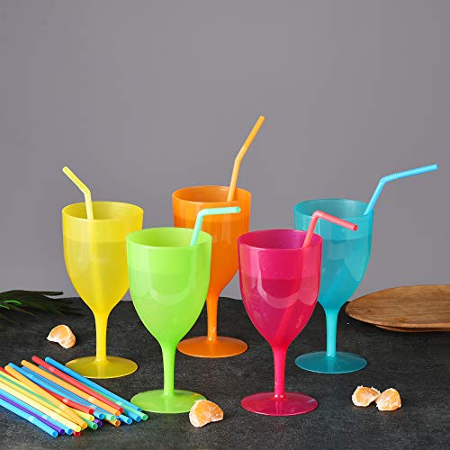 ALINK 500-Pack Solid Colors Flexible Drinking Straws, Plastic Disposable Bendy Straws - 7.75" x 0.23"