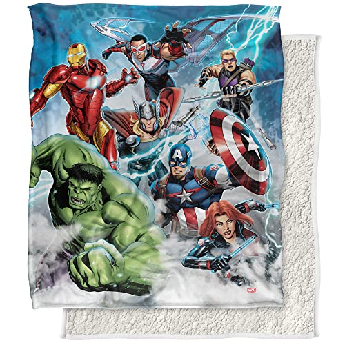 Marvel Avengers Highly Rendered Silky Touch Sherpa Back Super Soft Throw Blanket