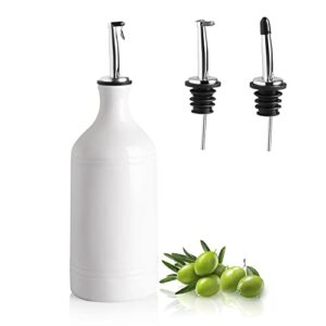 sweejar ceramic olive oil dispenser bottle, opaque oil cruet protects oil to reduce oxidation, suitable for storage of oil, vinegar, coffee syrups & other liquids, pack of 1, 15.5 fl oz (white)