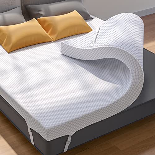 PERLECARE 3 Inch Gel Memory Foam Mattress Topper for Pressure Relief, Premium Soft Mattress Topper for Cooling Sleep, Non-Slip Design with Removable & Washable Cover, CertiPUR-US Certified - Queen