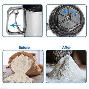 5 Cup Flour Sifter Stainless Steel Sifter Fine Mesh Flour Sifter Sieve - Powder Sugar Sifter for Baking Small - Powdered Sugar Sifter for Baking Sifter Strainer Large Flour Sifter for Baking Fine Mesh