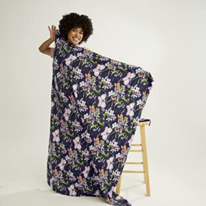 Vera Bradley Women's Packable Fleece Blanket, Bloom Boom Navy, One Size