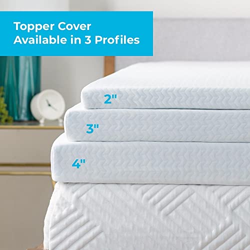 Linenspa 2 Inch Mattress Topper -Cover Twin –Cover Only –Machine Washable – Breathable – Non Slip –Cover for Mattress Topper with Zipper – Topper -Cover Only