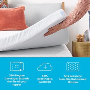 Linenspa 2 Inch Mattress Topper -Cover Twin –Cover Only –Machine Washable – Breathable – Non Slip –Cover for Mattress Topper with Zipper – Topper -Cover Only