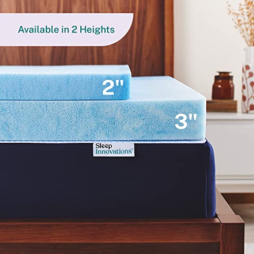 Sleep Innovations 3 Inch Cooling Gel Infused Memory Foam Mattress Topper, King Size, Cool Comfort, Medium Support