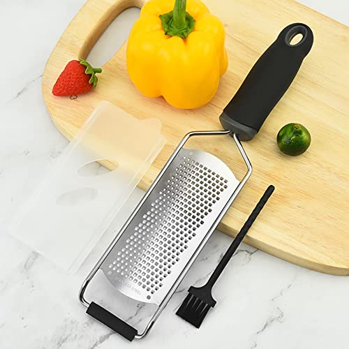 Cheese Grater and Lemon Zester, Ginger Garlic Grater with Wide Stainless Steel Blade, Kitchen Tools and Gadgets for Chocolate, Vegetables, Orange, Citrus, with Protective Cover and Cleaning