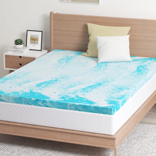 EGO Topper 3 Inch Queen Memory Foam Mattress Topper, Cooling Gel Foam Mattress Topper for Pressure Relief, Ventilated Design Bed Topper in a Box, CertiPUR-US Certified, 60"×80", Medium