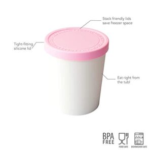 Tovolo Stackable Sweet Treat Ice Cream Tub Food Tight-Fitting Silicone Lid Freezer Storage Container for Sorbet & Gelato, BPA-Free & Dishwasher-Safe, 1-Quart, Pink