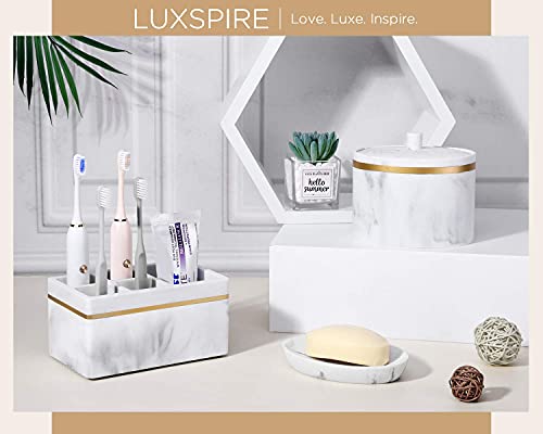 Luxspire Vanity Bathroom Tray Toilet Tank Storage Tray, 5 Slots Electric Toothbrush Holders,