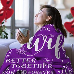 Gifts for Wife, Gifts for Mothers Day, Blanket, Wife Birthday Gift Ideas, Wife Gifts, Birthday Gifts for Wife, Throw Blanket 60" x 50" (Purple)