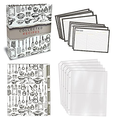 Recipe Binder, 8.5" x 9.5" 3 Ring Binder Organizer Set (with 50 Page Protectors, 100 4" x 6" Recipe Cards & 12 Category Divider Tabs) by Better Kitchen Products, Sleek Kitchen Design