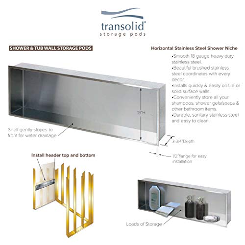 Transolid STH4614 46.5-in. Recessed Stainless Steel Shower Storage Pod