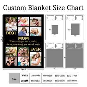 Lcyawer Customized Mother's Day Birthday Gift from Daughter, Personalized Blanket with Photos Text, Gifts for Mom from Son Husband, Custom Best Mom Ever Throw Blanket with Picture Collage