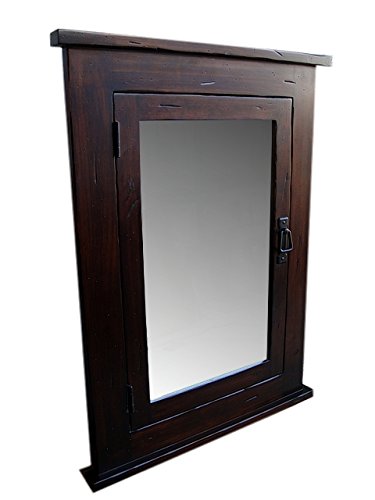 D&E Wood Craft Cabinets 24W x 33H Rustic Mission Recessed Medicine Cabinet/Dark Finish