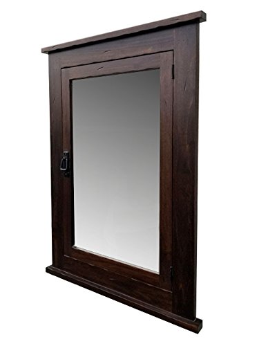 D&E Wood Craft Cabinets 24W x 33H Rustic Mission Recessed Medicine Cabinet/Dark Finish