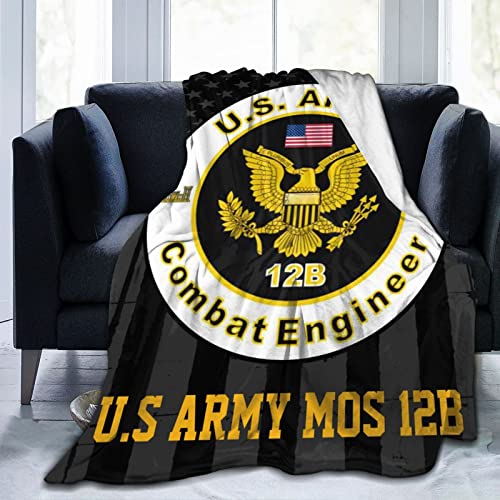 HUZEIMINniu Us Army Mos 12b Combat Engineer Warm Throw Blanket Sofa Blanket Movies Blanket for Bed Couch Living Room Blankets 60"X50"