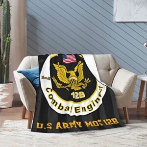 HUZEIMINniu Us Army Mos 12b Combat Engineer Warm Throw Blanket Sofa Blanket Movies Blanket for Bed Couch Living Room Blankets 60"X50"