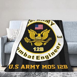 HUZEIMINniu Us Army Mos 12b Combat Engineer Warm Throw Blanket Sofa Blanket Movies Blanket for Bed Couch Living Room Blankets 60"X50"