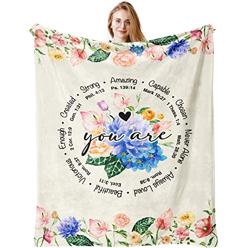 QUWOGY Christian Gifts for Women, Mothers Day Birthday Gifts for Women/Her/Mom/Sister Friendship Blanket 60"x50", Happy Birthday Decorations Women, Bday Gift for Women Unique, Best Birthday Gift Ideas