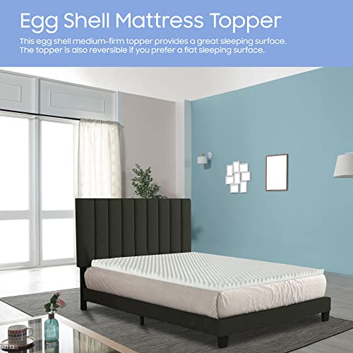 Greaton Breathable 1-inch Convoluted Egg Shell Foam Mattress Topper | Toppers for Mattresses Adds Ultimate Comfort, Reduces Back Pain, Perfect Body Support, Maintain Proper Posture, Twin, White