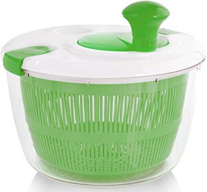 zulay kitchen salad spinner large 5l capacity - manual lettuce spinner with secure lid lock & rotary handle - easy to use salad spinners with bowl, colander & built-in draining system (green)