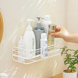 minilif shower caddy basket shelf,caddy organizer,wall mounted bathroom organizer,antirust baking paint, no drilling,storage rack for bathroom shower kitchen (white)