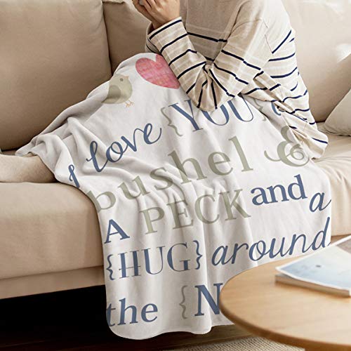 Flannel Fleece Bed Blanket 40 x 50 inch Love Throw Blanket Lightweight Cozy Plush Blanket for Bedroom Living Rooms Sofa Couch - I Love You A Bushel and A Peck and A Hug Around The Neck