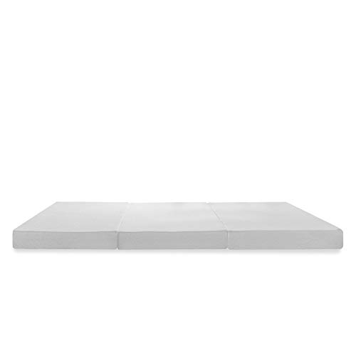 Best Price Mattress 4 Inch Trifold Memory Foam Mattress Topper with Cover, CertiPUR-US Certified, Full,White