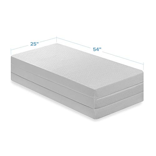 Best Price Mattress 4 Inch Trifold Memory Foam Mattress Topper with Cover, CertiPUR-US Certified, Full,White