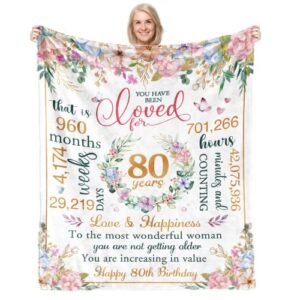 80th birthday decorations for women,80th birthday gifts for women,best 80th birthday gifts,happy 80th birthday decorations for her,wife,sister,friend,soft throw blanket 50" x 60"