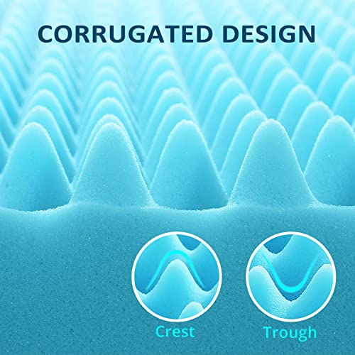 QUINEEHOM Foam Mattress Topper Queen 2 Inch, Egg Crate Cooling Mattress Topper with Gel Infused, Bed Topper with Breathable Airflow Design, Certipur-Us Certified