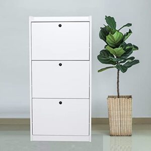 tfcfl 3 tier modern shoe cabinet,shoe storage shelf organizer for entryway, shoe cabinet with doors, white