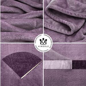 Kingole Flannel Fleece Microfiber Throw Blanket, Luxury Lavender Purple Travel/Throw Size Lightweight Cozy Couch Bed Super Soft and Warm Plush Solid Color 350GSM (50 x 60 inches)