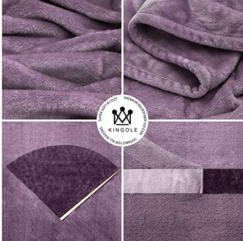 Kingole Flannel Fleece Microfiber Throw Blanket, Luxury Lavender Purple Travel/Throw Size Lightweight Cozy Couch Bed Super Soft and Warm Plush Solid Color 350GSM (50 x 60 inches)