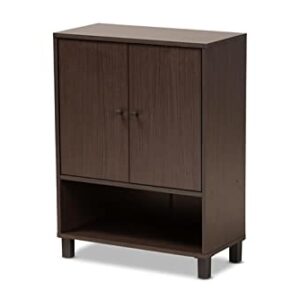 Baxton Studio Dark Brown Shoe Cabinet ATSC1613-Modi Wenge-Shoe Cabinet