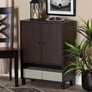 Baxton Studio Dark Brown Shoe Cabinet ATSC1613-Modi Wenge-Shoe Cabinet