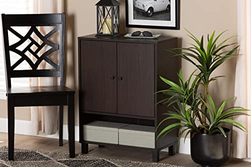 Baxton Studio Dark Brown Shoe Cabinet ATSC1613-Modi Wenge-Shoe Cabinet