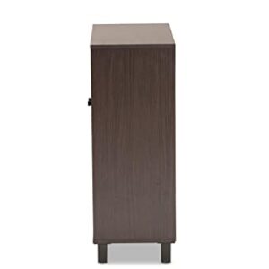 Baxton Studio Dark Brown Shoe Cabinet ATSC1613-Modi Wenge-Shoe Cabinet