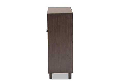 Baxton Studio Dark Brown Shoe Cabinet ATSC1613-Modi Wenge-Shoe Cabinet