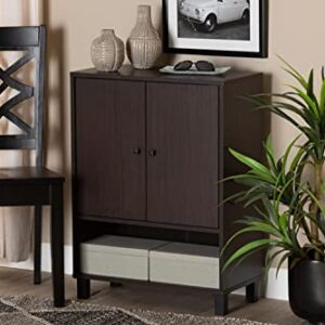 Baxton Studio Dark Brown Shoe Cabinet ATSC1613-Modi Wenge-Shoe Cabinet