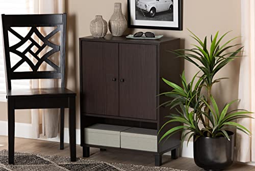 Baxton Studio Dark Brown Shoe Cabinet ATSC1613-Modi Wenge-Shoe Cabinet