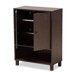 Baxton Studio Dark Brown Shoe Cabinet ATSC1613-Modi Wenge-Shoe Cabinet