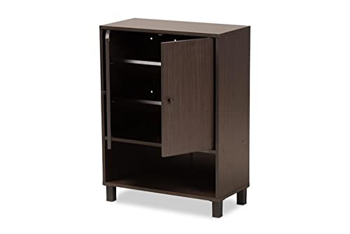 Baxton Studio Dark Brown Shoe Cabinet ATSC1613-Modi Wenge-Shoe Cabinet