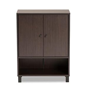 Baxton Studio Dark Brown Shoe Cabinet ATSC1613-Modi Wenge-Shoe Cabinet