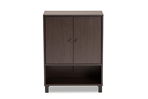 Baxton Studio Dark Brown Shoe Cabinet ATSC1613-Modi Wenge-Shoe Cabinet