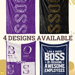 Boss Gifts from Employees, Boss Lady gifts, Bed Flannel Fleece Plush Throw Blankets (50"x 65") Office Gift idea for women in Boss Day, Birthday, Christmas, Appreciation, Retirement, Definition-Purple