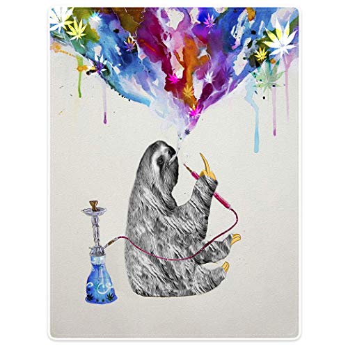 SXCHEN Plush Throw Blanket 60 x 80 Inch, Sloth Spouting Out of a Watercolor Sky for Adults and Kids Animal Lovers